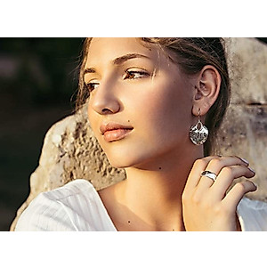 Joolala Paragon Hammered Sterling Silver Earrings – 925 Silver Paragon Hammered Drop Hang Easy Hook Dangling Earrings - Lightweight for Women