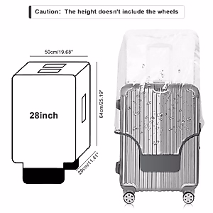 GigabitBest 28 Inch Clear PVC Suitcase Cover Protectors Suitcase Covers for Luggage Thickened suitcase protective cover for Wheeled Suitcase Suitable for 28"-29"
