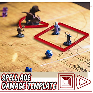 Sintuff 15 Pcs Spell AOE Damage Template Red Translucent Acrylic Area of Effect Spell Templates Set Include 5 Cube 4 Circle 2 Cone 4 Line Templates for Gifts Tabletop RPG Gaming Accessories Tools