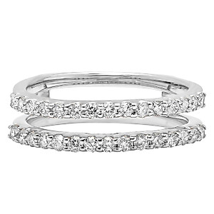 Dazzlingrock Collection 0.50 Carat (Ctw) 10K Round Lab Grown Diamond Women Wedding Enhancer Guard Band 1/2 CT, White Gold, Size 4.5