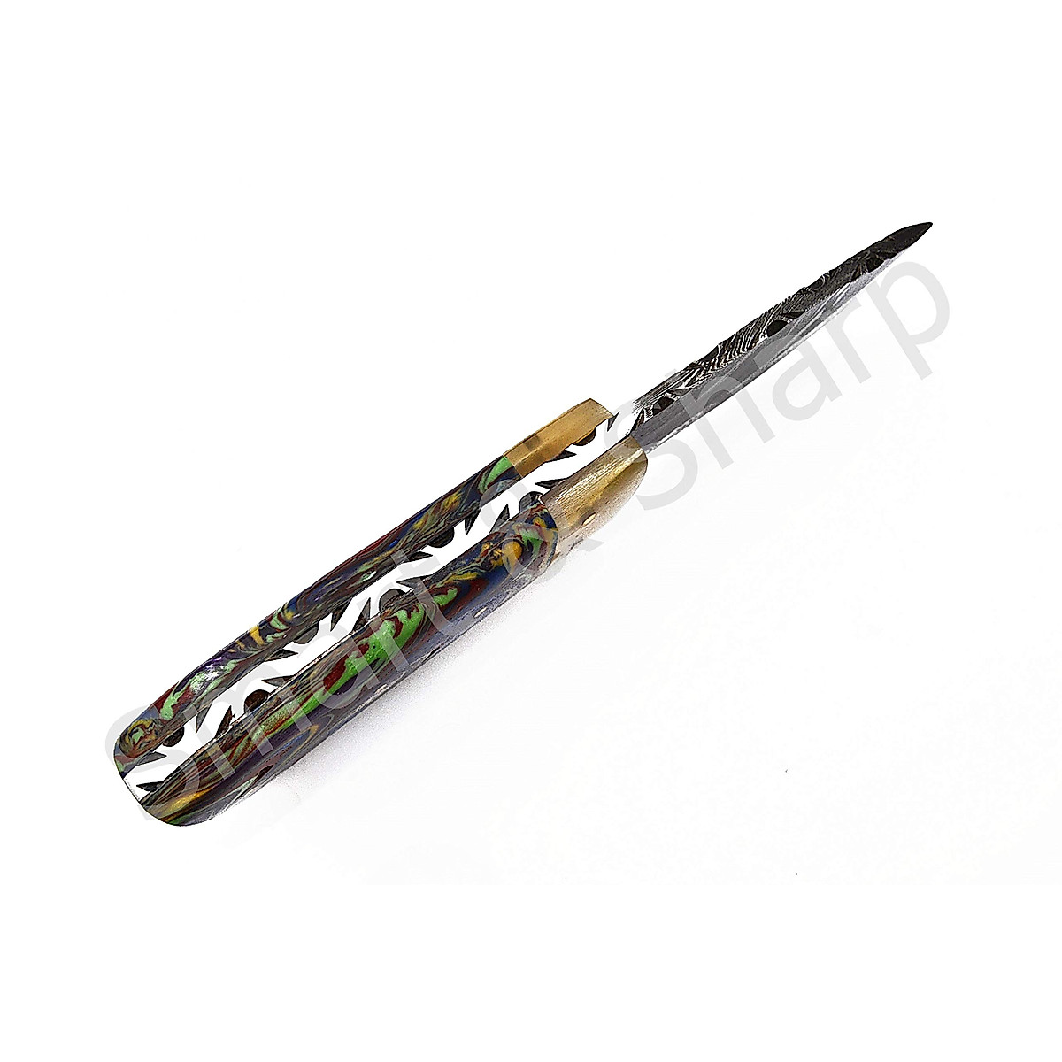 Smart & Sharp Custom Handmade Damascus Steel Hunting Knife/Skinning Knife AA-17216, 17217, 17218, 17219, 17220 and 17221 (Multi Color Resin)