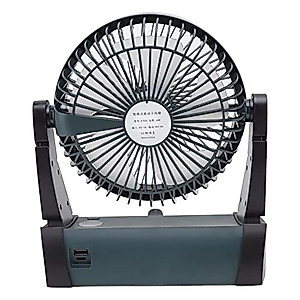 GLOGLOW USB Portable Fan, 5000mAh Battery Silent Motor Rechargeable Portable USB Small Desk Fans 2 Levels LED for Camping (Green)