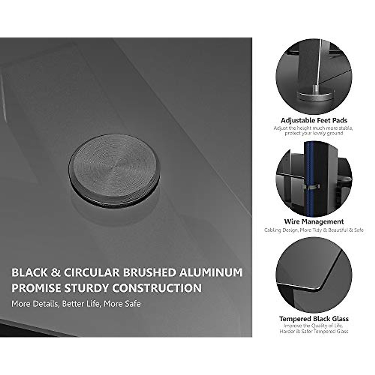 Floor TV Stand with Storage for 23-55 Inch TVs Universal Corner TV Stand for Media-Height Adjustable Glass Entertainment Center with Mount TV Stands Cable Management,VESA 400x400mm