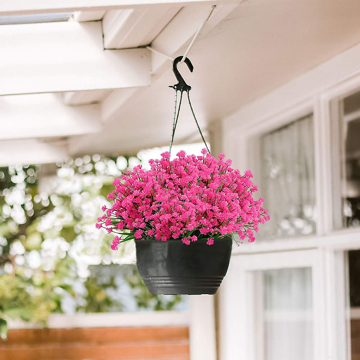 GREENRAIN 6 Bundles Artificial Flowers Lotus Outdoor Fake Flowers for Decoration UV Resistant No Fade Faux Plastic Plants Garden Porch Window Box Décor (Pink)