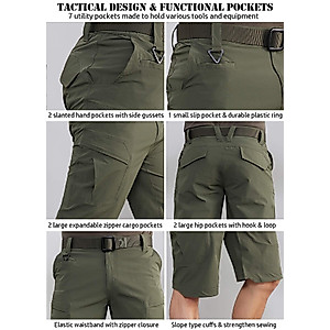 CARWORNIC Men's Quick Dry Hiking Tactical Shorts Lightweight Stretch Outdoor Cargo Shorts with Multi Pockets Summer Casual Camping Travel Fishing Shorts