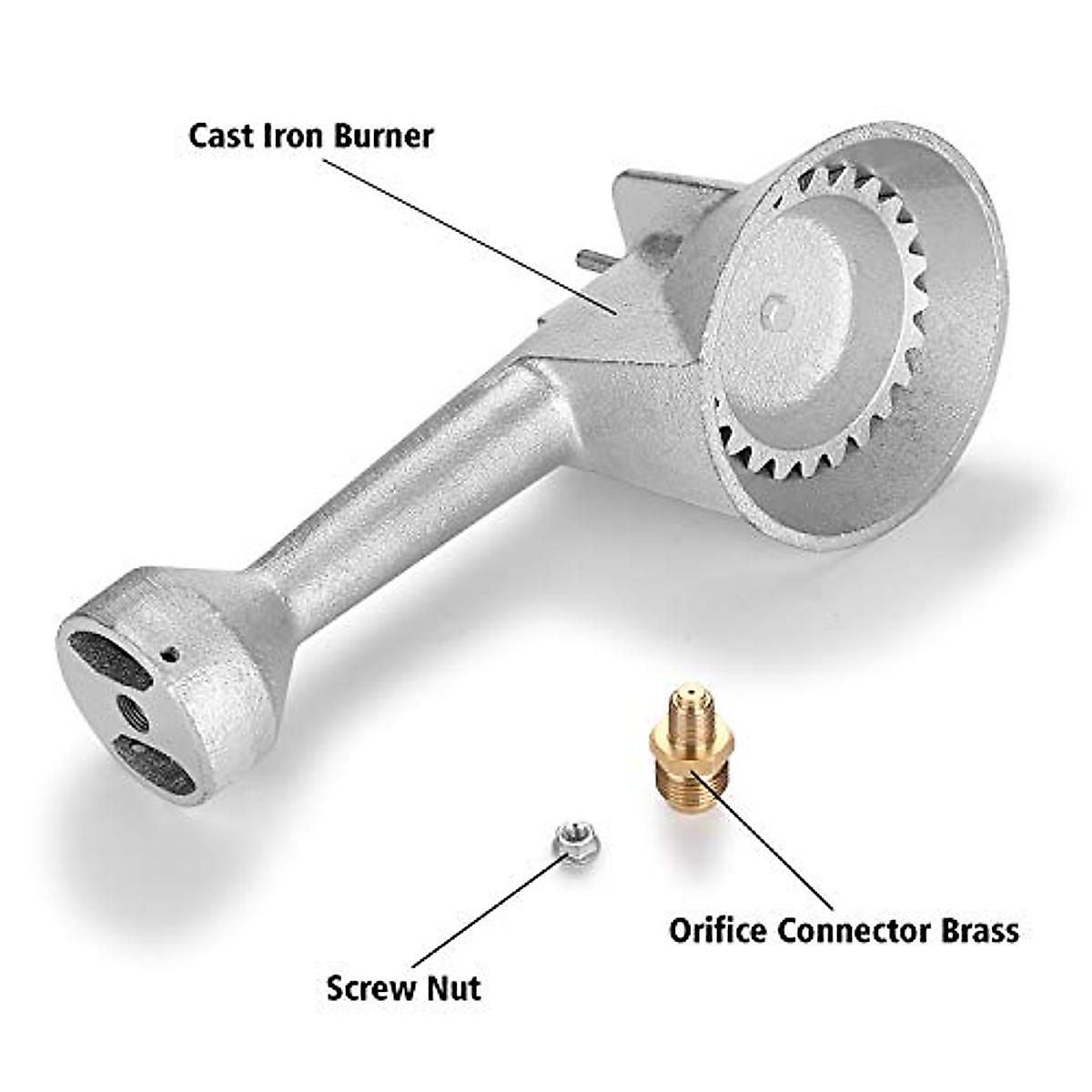WADEO High Pressure Cast-Iron Propane Burner Head, Gas Burner Head with Propane Orifice Connector Brass Tube Fitting 3/8" Flare x 1/8" Mnpt