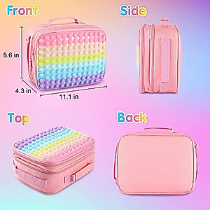 Wsslon Girls Pop Lunch Box,Kids School Insulated Lunch Bag,Back to School Lunch Large Tote Bag for School Office,Leakproof Cooler Lunch Box with Adjustable Shoulder Strap Reusable Lunch Box Girls