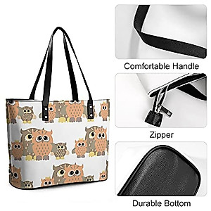 Womens Handbag Owls Leather Tote Bag Top Handle Satchel Bags For Lady