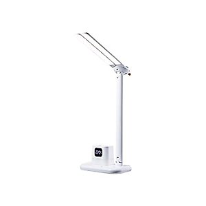 Eye-Caring Multifunctional Charging Desk Lamp LED Eye Protection Pen Holder Clock 5200mAh Touch Dimming Night Light for Study and Work Office lamp (Color : White)