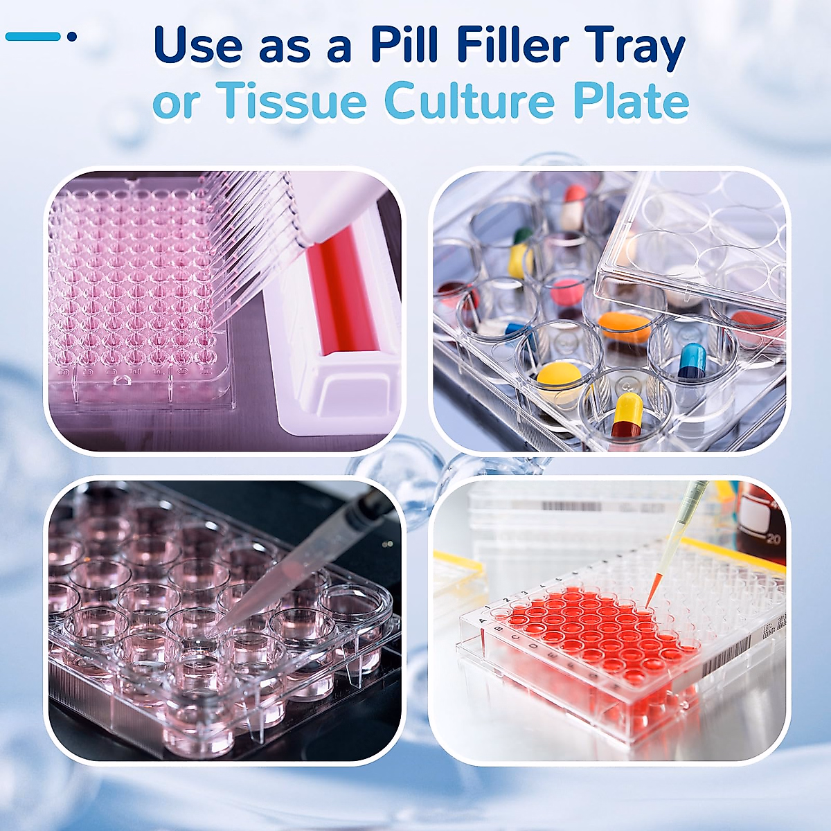 Tellegloww 1 Pack Disposable Sterile Flat Tissue Cell Culture Plates with Lid Tissue Culture Treated Plate for Lab Cell Culture, Clear (48 Well)