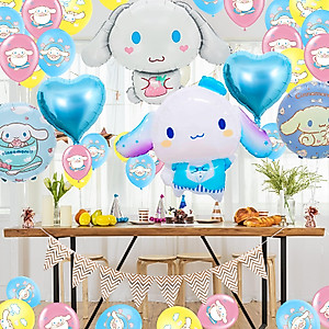 24Pcs Anime Balloon Kit Include 6 Aluminum Foil balloons, 18 Cartoon Latex Balloons Ideal for Kids Birthday Party, School Outdoor Activities, Indoor Room Outdoor Events Decor