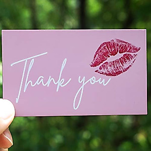 RXBC2011 Thank You for Your Purchase Cards red lips Kiss sweet Package Insert for online business Pack of 100, Pink