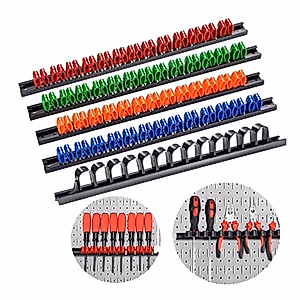 Plastic Wrench Screwdriver Organizer Rail Rack Storage Holder Garage Workshops Hardware Tool Display Hanger ABS Wall Mount(Red)