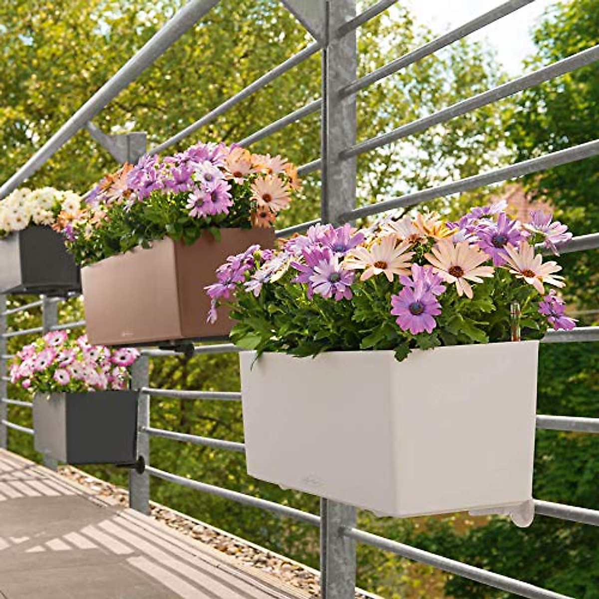 Lechuza 15680 Balconera Color 80 Garden Indoor and Outdoor Use, White Matte Self Watering Planter