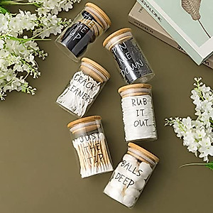 Tessco 6 Pcs Cotton Ball Holder Apothecary Jars with Lids Glass 3 Pcs Bamboo Tray Oval Plate Bathroom Decor Clear Cotton Ball Holder Bathroom Organizer Countertop Bathroom Storage Containers