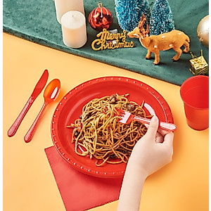 175-Piece Red Dinnerware Set - Includes Plates, Cups, Napkins, Cutlery - Disposable Party Supplies