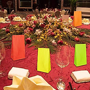 Newbested 50 Pack Small Rainbow Bright Color Kraft Paper Bags,Flat Bottom Grocery Wrapped Treat Goody Bags for Craft,Birthdays,Baby Showers,Wedding,Party Favor(5 Colors,5.1" x 3.1" x 9.4")