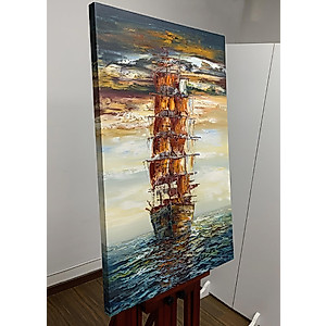 V-inspire Art,24x36 Inch Modern Abstract Hand painted Sailboat Oil Paintings Acrylic Painted Canvas Wall Art Decor for Living room Bedroom Dining room Artwork for Home Walls