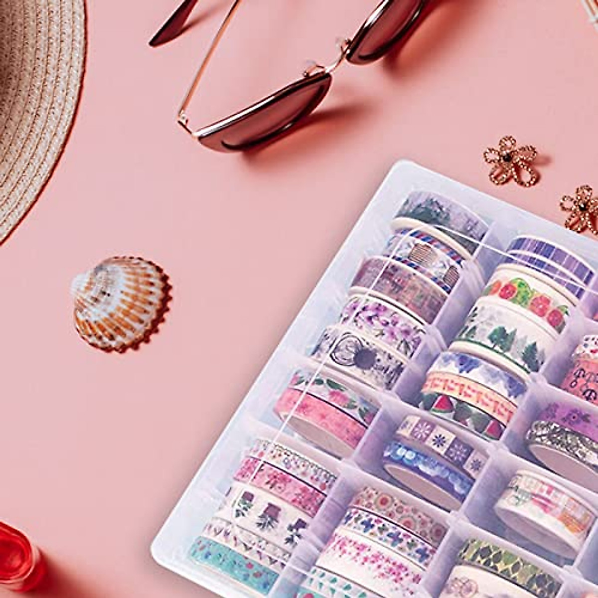 Keismodye Plastic Organizer Container Box for Wax Seal Stamps, 12 Grids with Adjustable Dividers for Beads Art DIY Crafts, Snaps, Stamps Or Pencils (1 Pack)