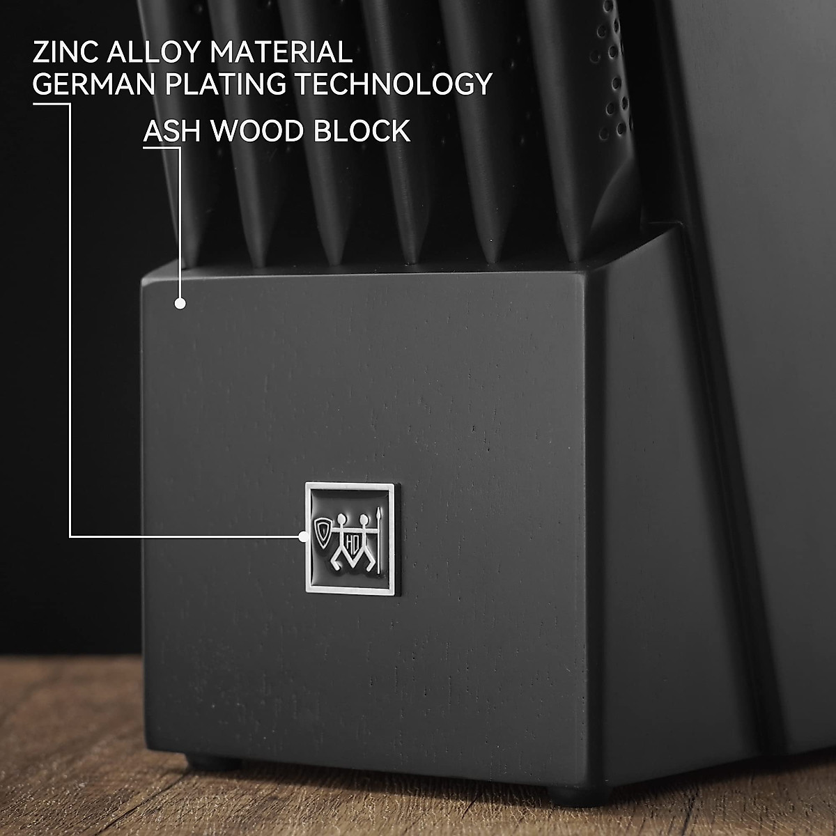 HUNTER.DUAL Knife Sets for Kitchen with Block, HUNTER.DUAL 15 Piece Knife Set with Built-in Sharpener, Dishwasher Safe, German Stainless Steel, Elegant Black