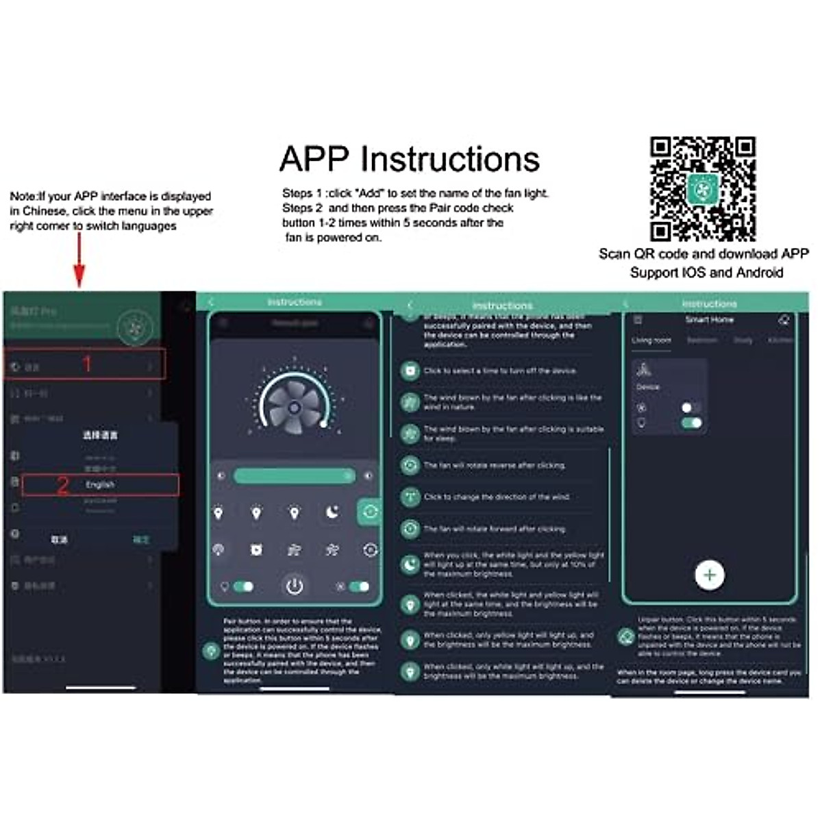 Surtime Low Profile Flush Mount Ceiling Fans with Lights and Remote&APP,34in White Modern Ceiling Fans for Outdoor Patio,Small Room,Bedroom,6 Speeds Reversible,3 Colors Lights Dimmable