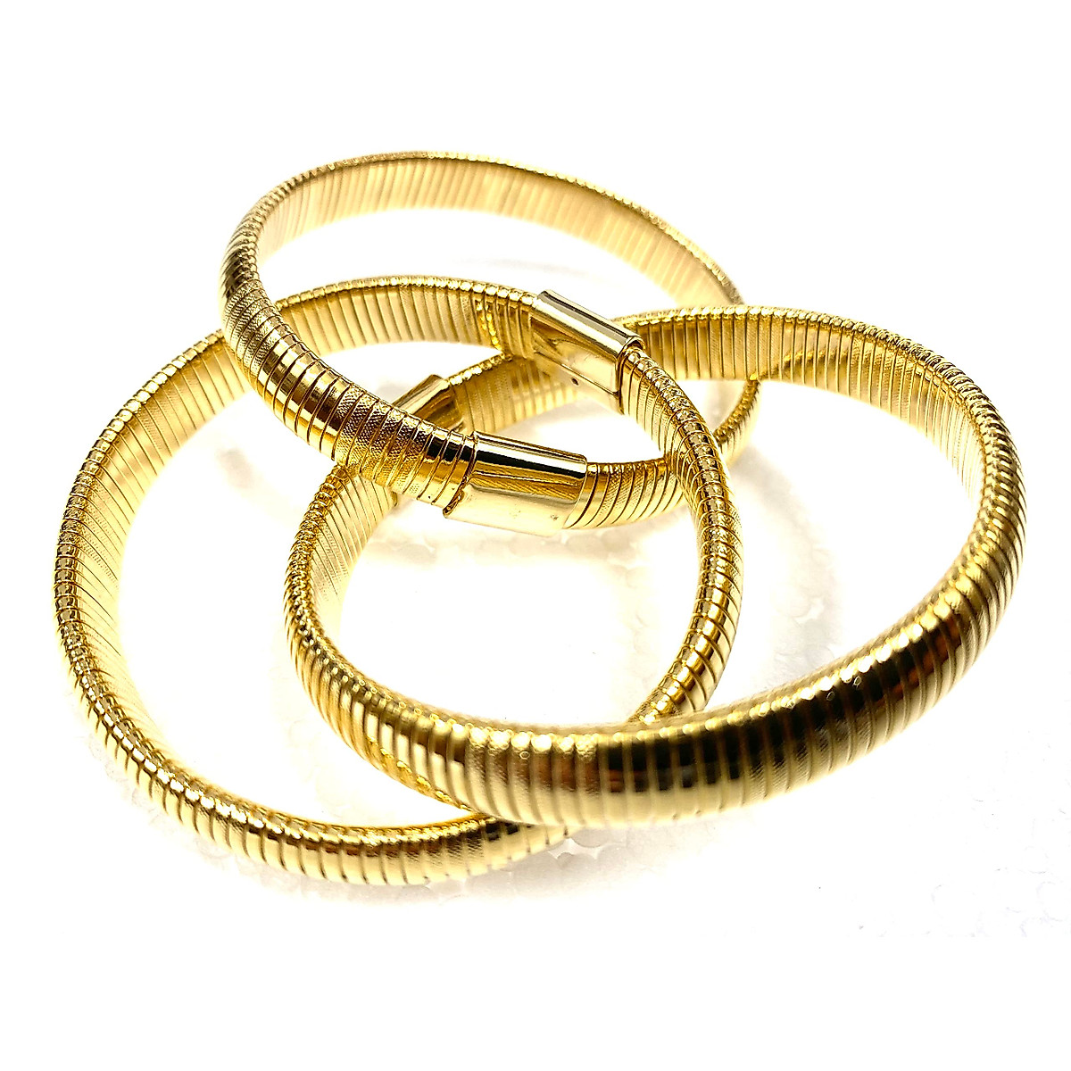 Marshal Metal Fashion Bracelet Omega Stretch Triple Cobra Bracelet (10mm x3) (Gold)