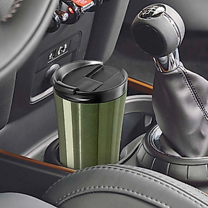 Oggi CONTOUR Stainless Steel Travel Tumbler - Olive, 16 oz, with flip open lid for hot and cold beverages.