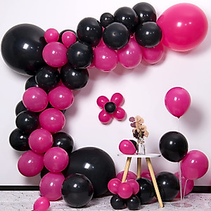 MOMOHOO Hot Pink Balloons Garland - 110Pcs 36/18/12/10/5 Inch Dark Pink Balloons Different Sizes, Big Pink Latex Balloons 36 Inch, Gender Reveal Balloon Hot Pink Balloon Arch Kit Pink Party Decoration