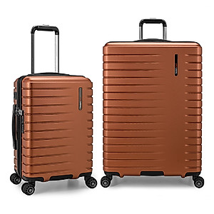 Traveler's Choice Archer Polycarbonate Hardside Spinner Luggage Set, Tie Down Straps, Orange, 2-Piece