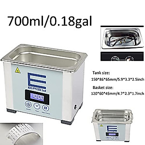 Ultrasonic Jewelry Cleaning Machine 700ml Ultrasound Cavitation Machine Sonic Cleanerwith 1-10 LCD Digital Timer for Cleaning Diamond,Jewelry, Parts,Dental Tool,Watch,Eyeglasses,Carburetor,Nozzle