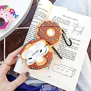 Jowhep Case for AirPod Pro 2019/Pro 2 Gen 2022 Cartoon Cute Silicone Cover with Keychain Fashion Funny Soft Skin for Air Pods Pro Girls Women Boys Kawaii Shell Fun Cases for AirPods Pro Brown Donuts