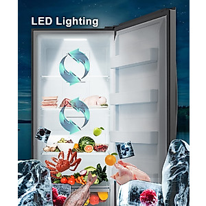 Techomey Upright Freezer 21 Cu.Ft, Stand Up Convertible Freezer/Refrigerator 115v, Garage Vertical Freezer with Single Door, Quick Freeze, Stainless Steel，Lock