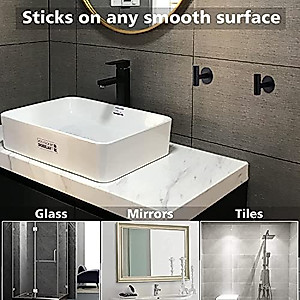 YUET 2 Pcs Bathroom Towel Hook Adhesive,Stick on Metal Coat Hooks Robe Hook SUS 304 Stainless Steel Heavy Duty Door Hanger Towel Robe Clothes Closet Sponges Holder for Bathroom Hotel (Black)