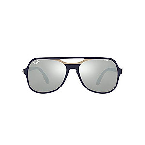 Ray-Ban Rb4357 Powderhorn Evolve Polarized Aviator Sunglasses, Blue Creamy Light Blue/Photochromic Grey Mirrored Grey, 58 mm