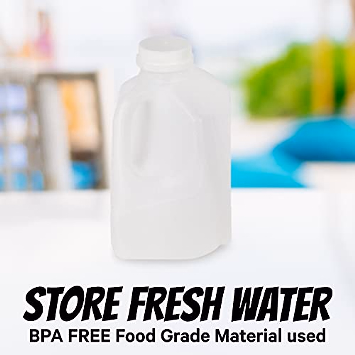 CUNTAIN Juice Bottles – Set of 6 HDPE Plastic Juice Bottles with Caps – 32 oz Empty Containers for Beverages, Milk, Water, Juice – Leakproof Plastic Containers with Lids, Bottles for Juice