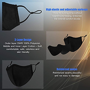 comfso 5-Pack 3-Layer Extra Large Face Masks For Big Face Women Men with Adjustable Ear Loops Reusable and Washable Dust proof (XL/X-Large Size)