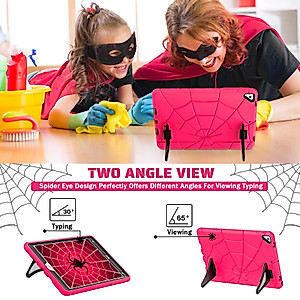 Nitupai iPad 9th Generation Case, Shockproof Rugged Hard PC and Soft Silicone 2-in-1 Layer Full Body Protection Construction, Pink+Black