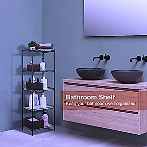 Guangfoshun 5-Tier Wire Shelving, 11.8x15.7x63in, Black - Heavy Duty Shelf - Kitchen Storage Shelves