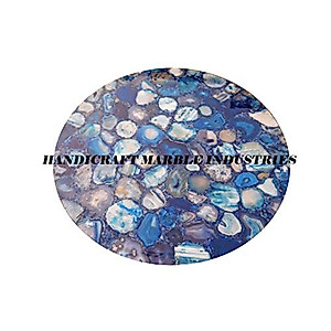 30" Inch Blue Agate Round Coffee Table, Agate Table, Stone Coffee Table, Agate Table Top, Agate Coffee Table, Agate Side Table Home Decor