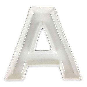 Just Artifacts 5.5-Inch White Decorative Ceramic Letter Dish (Letter: A, Length: 5.5 Inches)