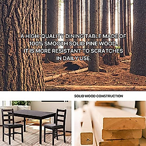 Kitchen Table and Chairs for 4, 5 Piece Wooden Dining Table Set with 4 Chairs for Small Space, Modern Square Counter Height Dining Room Table for Kitchen, Restaurant, Dark Brown