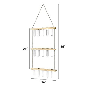 Mkono Plant Propagation Tubes, 3 Tiered Wall Hanging Plant Terrarium with Wooden Stand Mini Test Tube Flower Vase Glass Planter for Hydroponic Plant Cutting Home Garden Office Decor Plant Lover Gift