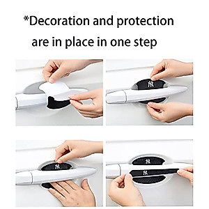 8PCS Carbon Fiber Compatible for Yankees Car Door Handle Scratches Protective Films Side Sticker Scratches Car Door Protector Films ，Suitable for Gift to New York Friends