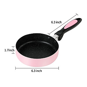 RATWIA Nonstick Frying Pan,Mini Egg and Omelet Pan-6 Inch, Induction Skillet Stone Coating Multipurpose Pan,PFOA Free,Pink