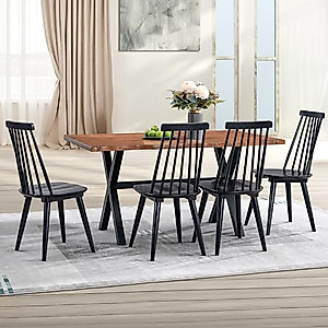 DUHOME Dining Chairs Set of 4 Wood Dining Room Chair Black Spindle Side Kitchen Room Country Farmhouse Chairs Black