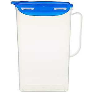 LocknLock Aqua Fridge Door Water Jug with Handle BPA Free Plastic Pitcher with Flip Top Lid Perfect for Making Teas and Juices, 2 QT, Blue