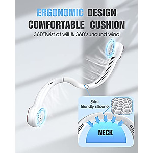Bladeless Neck Fan, Portable Fan Rechargeable, Personal Fan, Hands Free Around the Neck Fan, 3 Speeds 4000mAh Battery Operated Wearable Cooling USB Hanging Neck Fan for Office, Travel, Outdoor