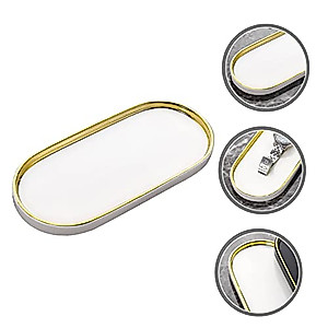 Cabilock Ceramic Tray Towel Storage Tray Jewelry Storage Plate Makeup Organizer Bathroom Storage Plate Vessel Sink Vanity Tabletop Storage Tray Coffee Table Ceramics Decorative Plates