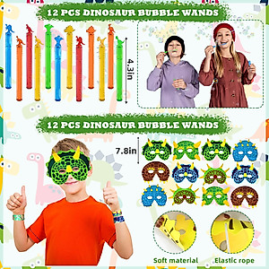 168Pcs Dinosaur Birthday Party Favors, Dino Party Favors Include Masks Bubble Stamps Hatching Eggs Bags Craft Bookmarks DIY Stickers Slap Bracelets for Dinosaur Birthday Party Decorations Supplies