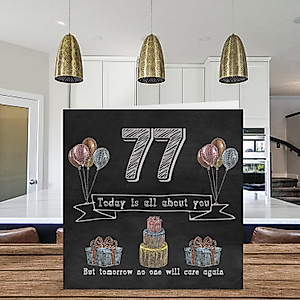 Stuff4 Funny 77th Birthday Cards for Men Woman - Chalk Blackboard - Happy Birthday Card for Uncle Mom Dad Papa Great Grandpa Pop Pops Grandma Gran Nanny Aunt, 5.7 x 5.7 Inch Humor Greeting Cards